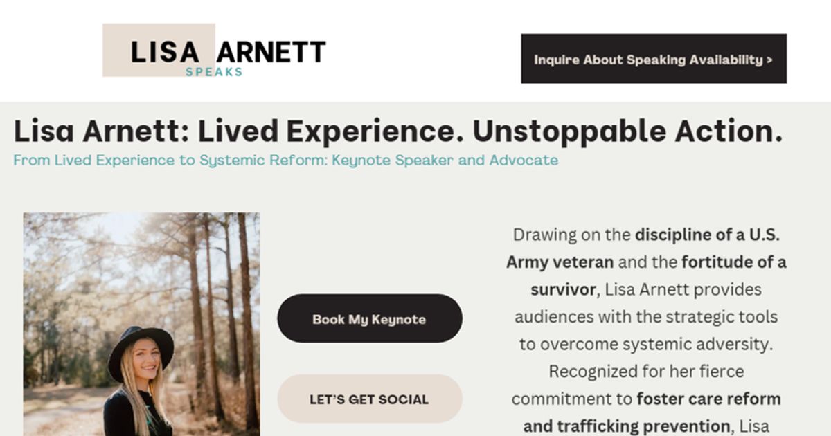 Lisa Arnett | Veteran, Foster Youth Advocate & Keynote Speaker